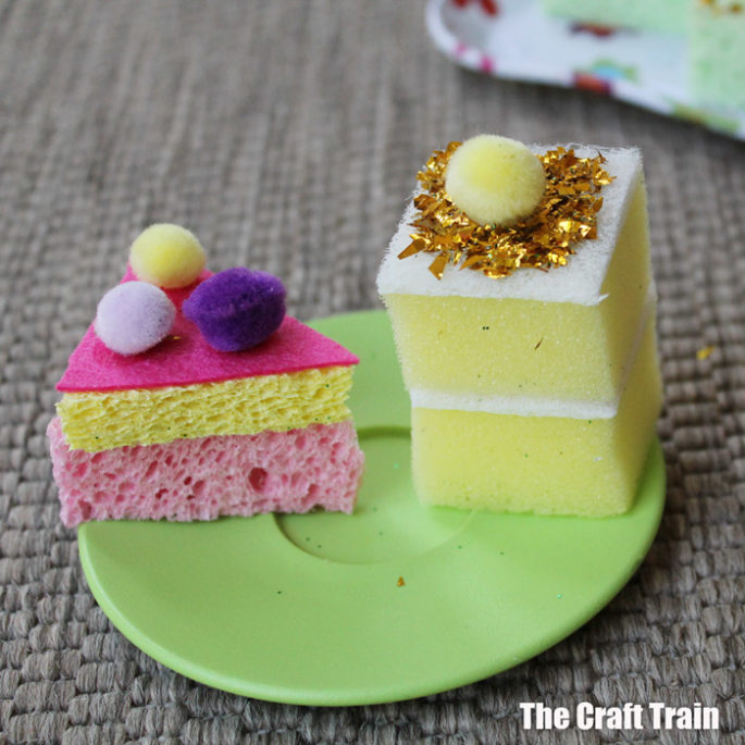 DIY Sponge Cakes for Pretend Play - The Craft Train