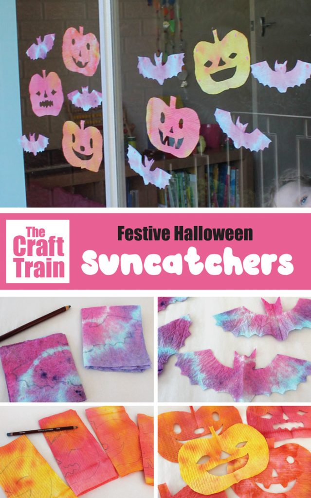 Tie dyed halloween suncatchers - The Craft Train