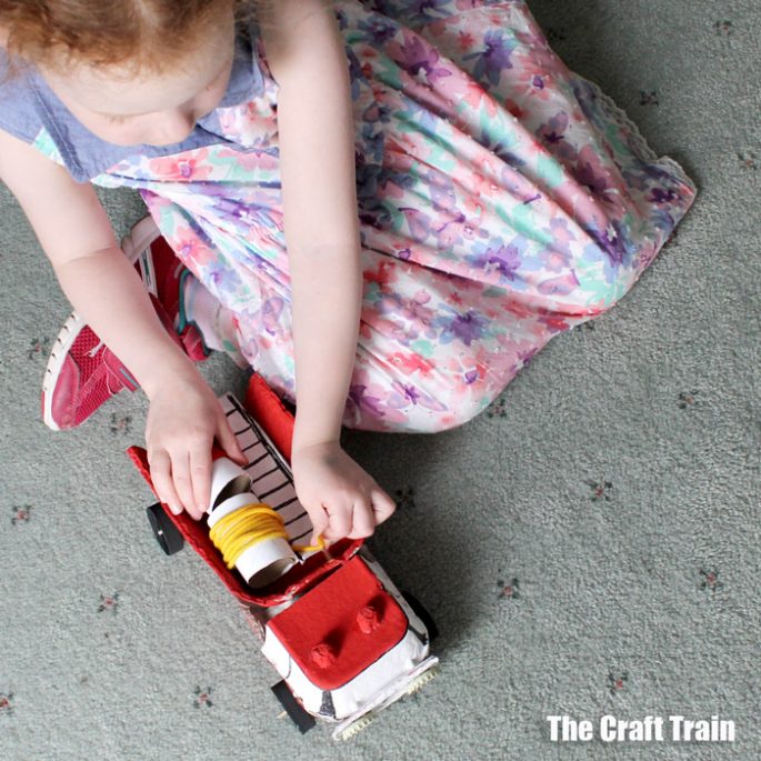 Egg carton fire truck craft - The Craft Train