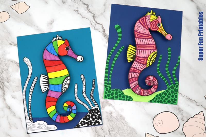 3D Seahorse Paper Craft - The Craft Train